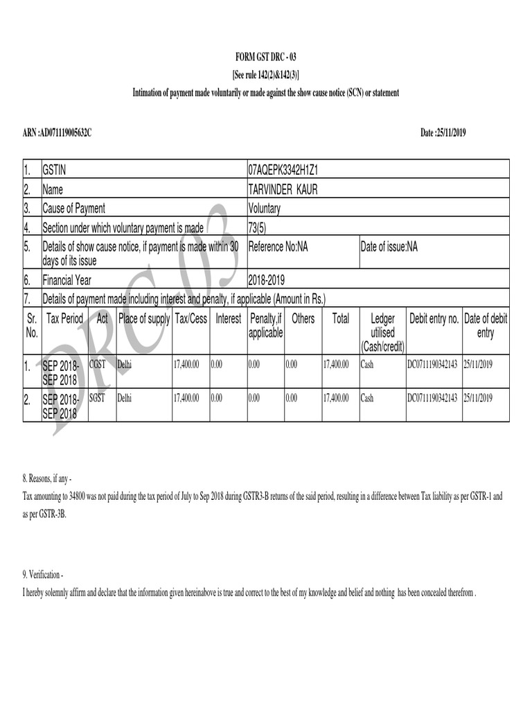 DRC 03 PDF | PDF | Debits And Credits | Taxation