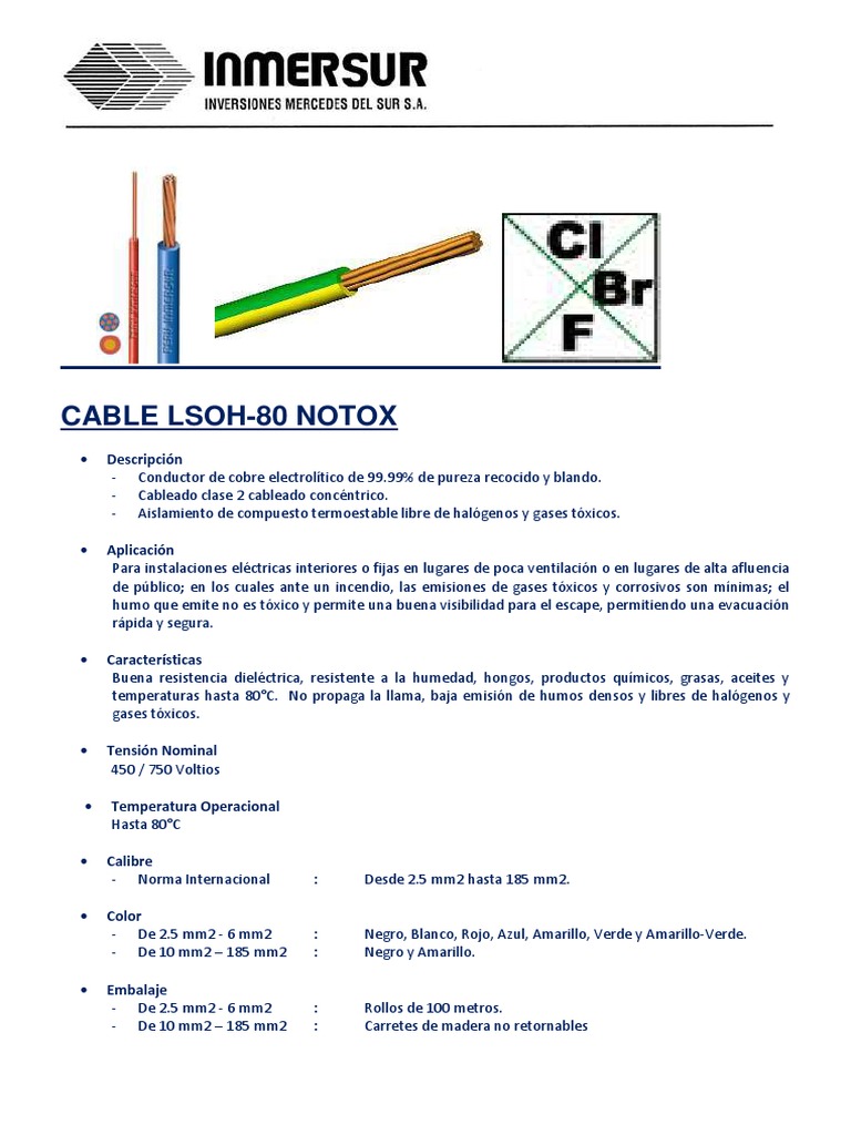Cable LSOH-80 Notox: Características y Aplicaciones | PDF ...