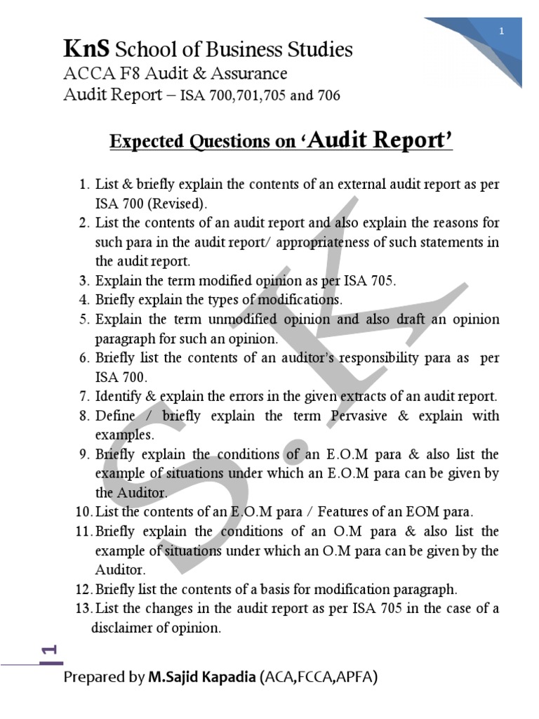 Audit Report Essentials: ISA 700-706 | PDF | Financial Audit | Auditor ...