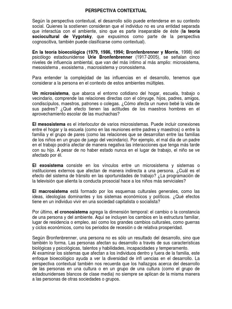 Perspectiva Contextual | PDF | Comportamiento | Sicología