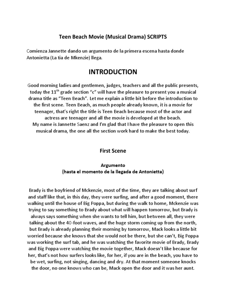 Teen Beach Movie Scripts | PDF