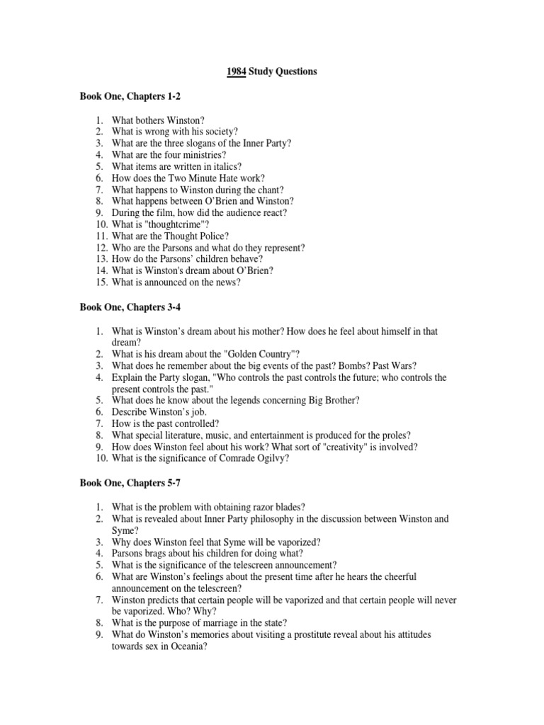 1984 Studyquestions | PDF | Politics