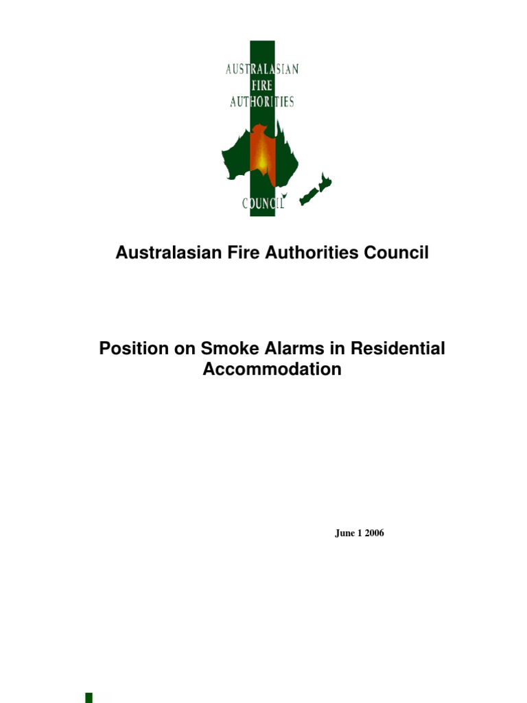 Australasian Fire Authorities Council (AFAC), 'Position On Smoke Alarms ...