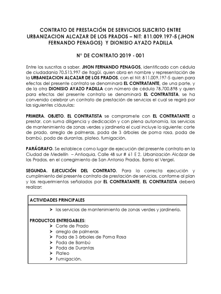 Contrato de Prestacion de Servicios - Funeraria | PDF | Derechos de ...