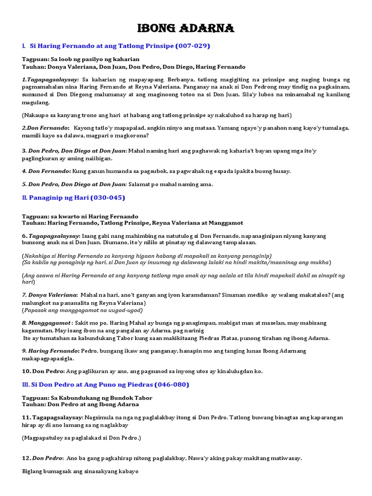 Ibong Adarna Script | PDF