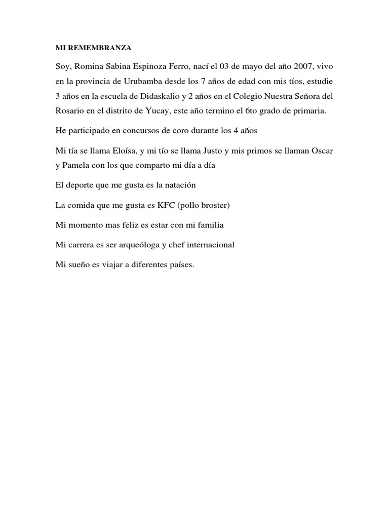 Mi Remembranza | PDF