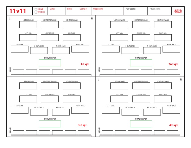 Soccer Formation Lineup Sheet 11v11 433 | PDF | American Football | Sports