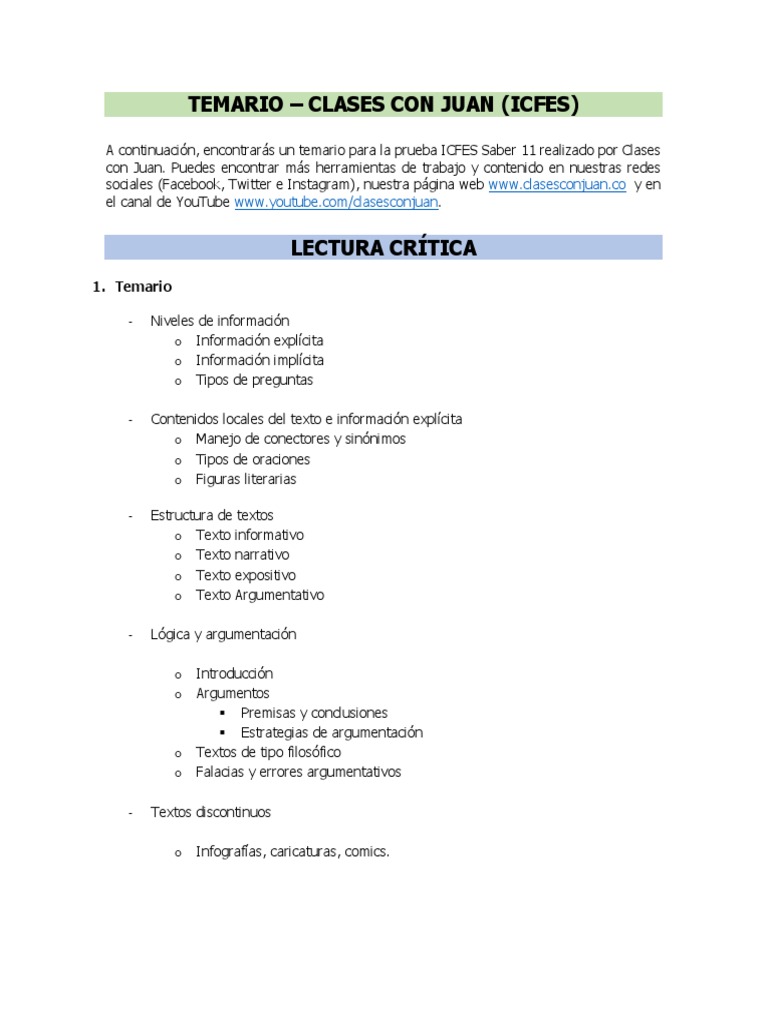 Temario ICFES | PDF | Biología Celular) | Trigonometría
