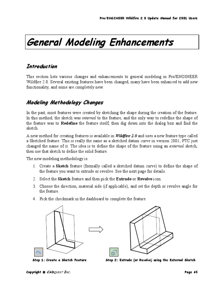 General Modeling Enhancements: Pro/ENGINEER Wildfire 2.0 Update Manual For 2001 Users | PDF ...