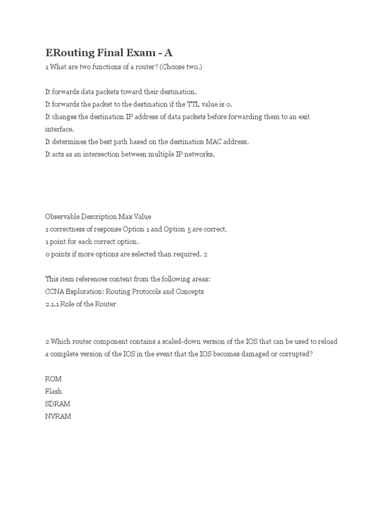 Erouting Final Exam A Pdf Routing Router Computing