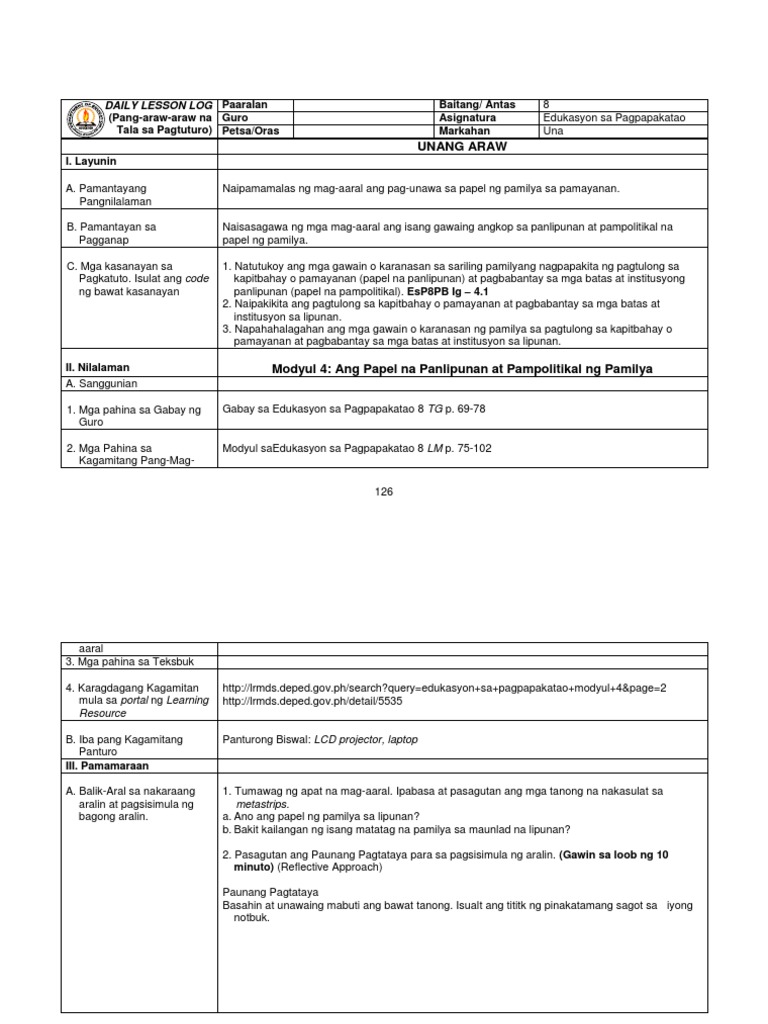 DLL ESP 8 Modyul 4 PDF | PDF