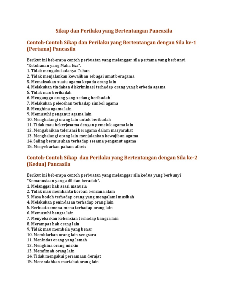 Perilaku Bertentangan Pancasila | PDF