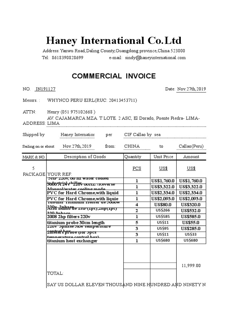 Commercial Invoice | PDF | Home Appliance | Heat Transfer