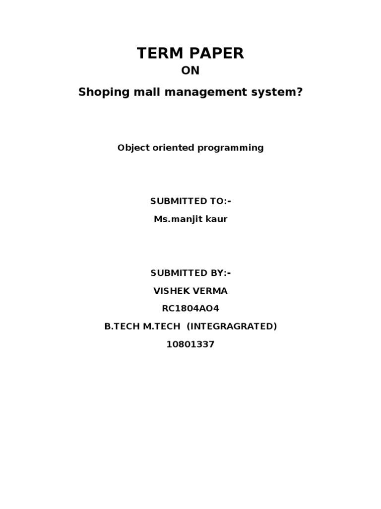 Term Paper: ON Shoping Mall Management System? | PDF | Computer Programming | Computing