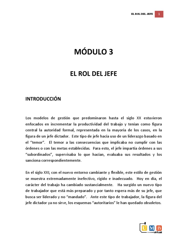 Evolución del Rol del Jefe Moderno | PDF | Gestión de recursos humanos ...