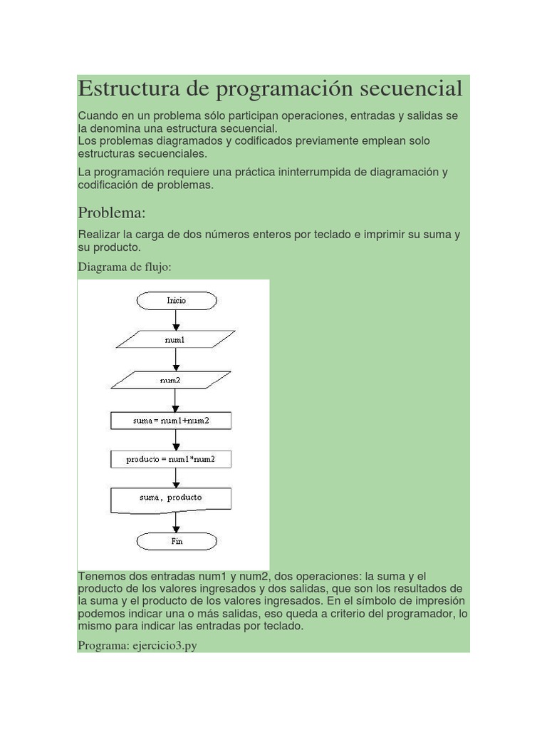 Estructura de Programación Secuencial | PDF
