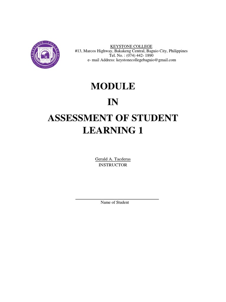 Assessment of Student Learning 1 | PDF | Educational Assessment ...