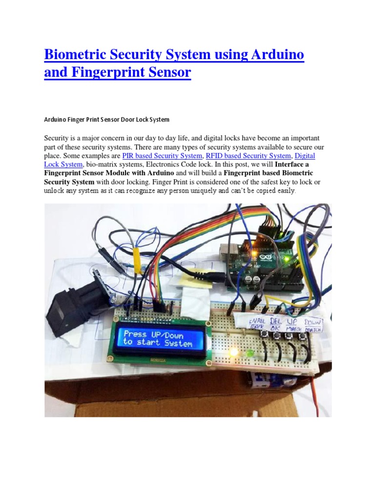 Biometric Security System Using Arduino and Fingerprint Sensor | PDF | Fingerprint | Arduino