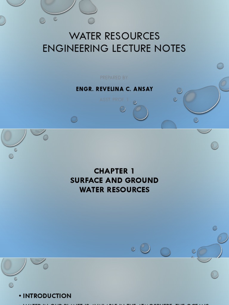 Water Resources Engineering Lecture Notes | PDF | Groundwater | Water Cycle