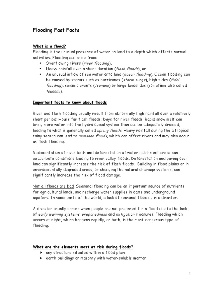 Flooding Fact Sheet | PDF | Flood | River