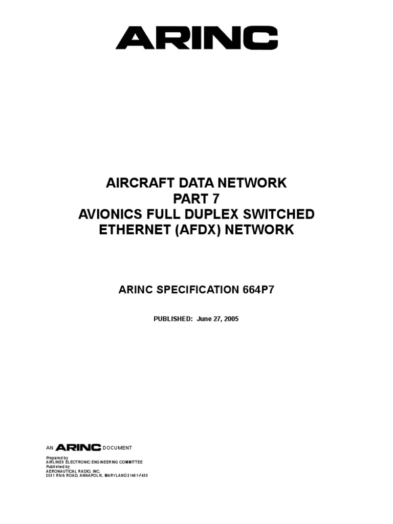 Aircraft Data Network Avionics Full Duplex Switched Ethernet (Afdx) Network | PDF