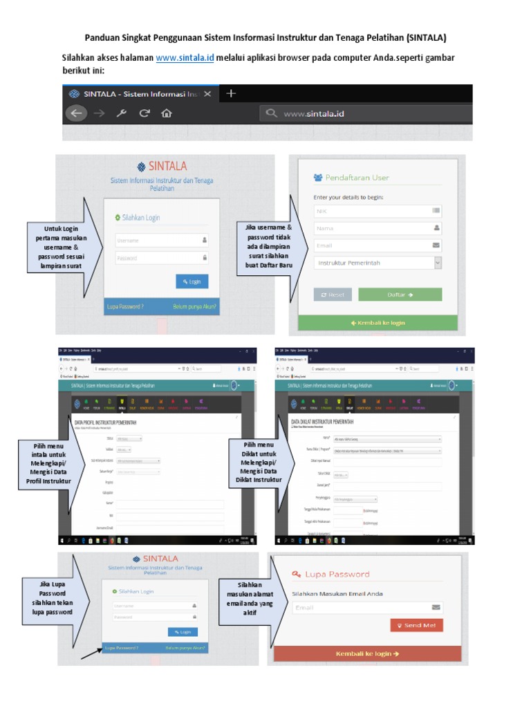 Panduan Daftar dan Login SINTALA | PDF