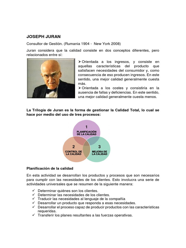 Joseph Juran | PDF | Calidad (comercial) | Planificación