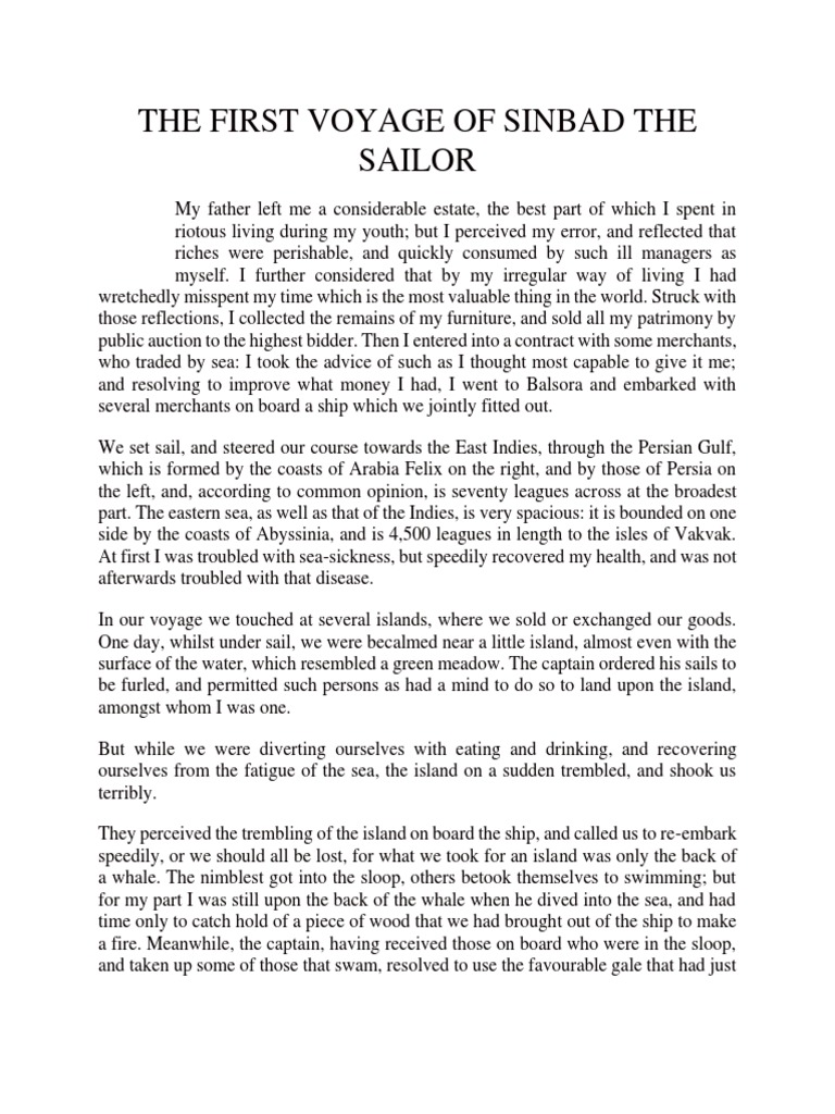 The First Voyage of Sinbad The Sailor | PDF