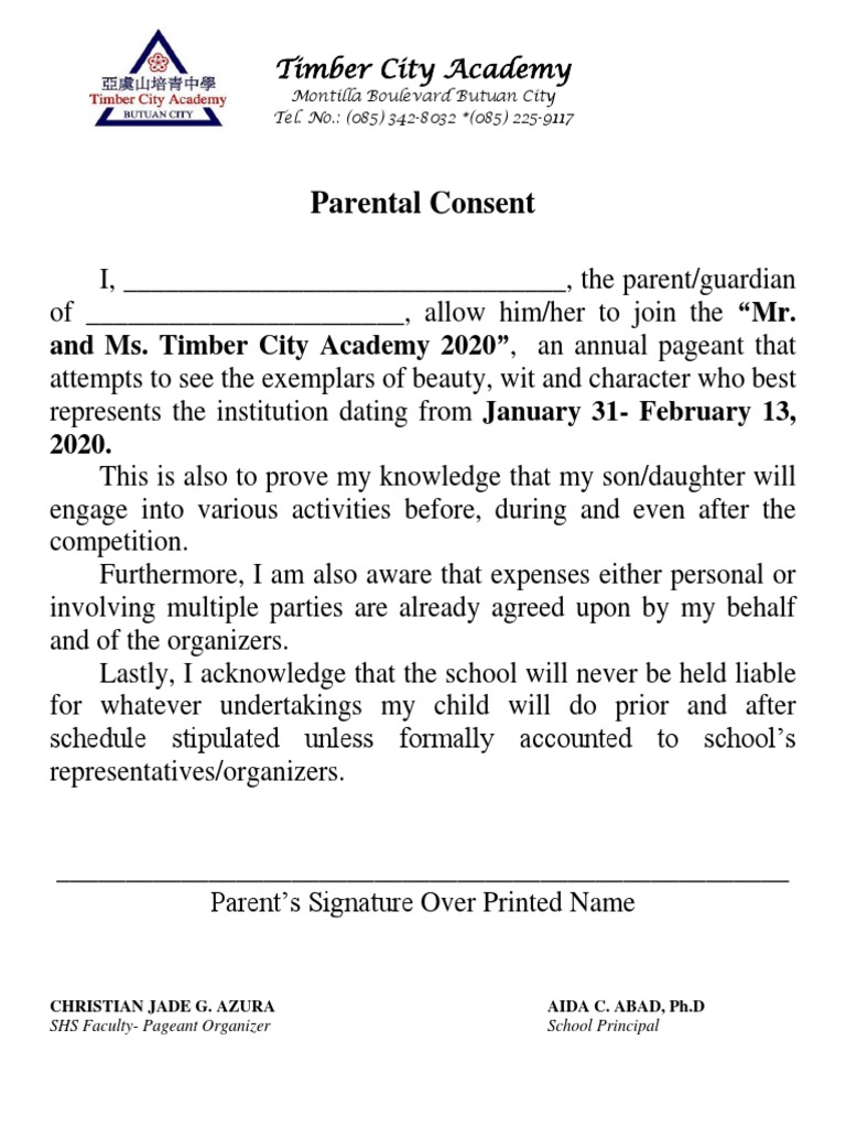 Miss TCA Consent Letter | PDF