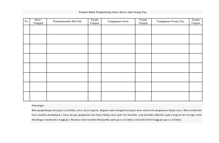 Format Buku Penghubung Guru | PDF