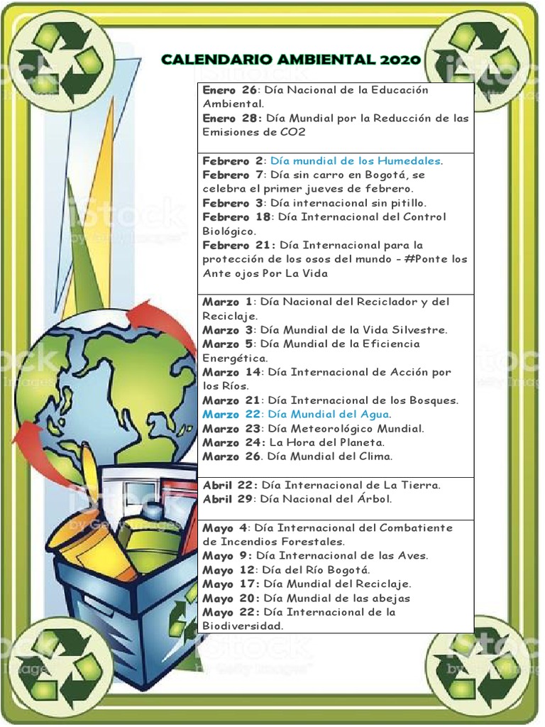 Calendario Ambiental 2020 | PDF | Entorno natural | Tierra
