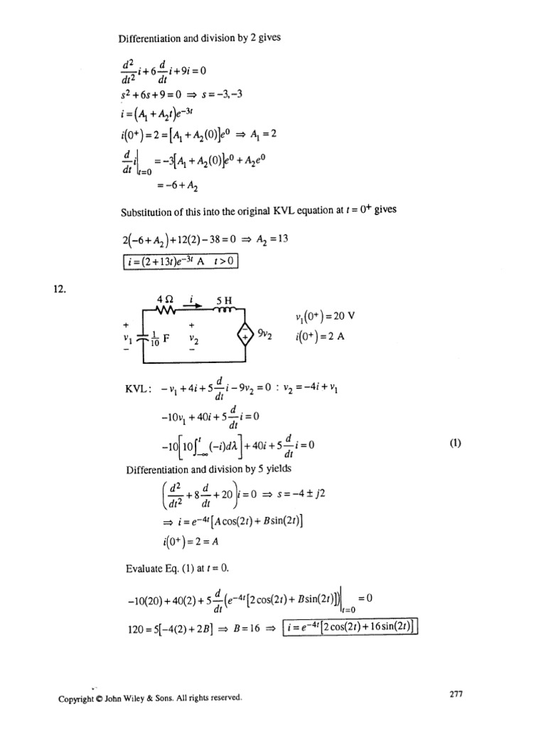 Introduction To Circuits Analysis ch9 Solutions | PDF