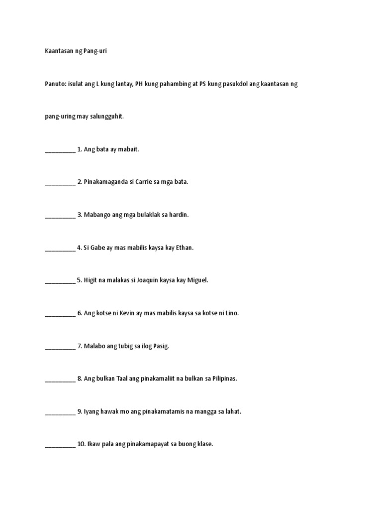 Kaantasan NG Pang-Uri | PDF