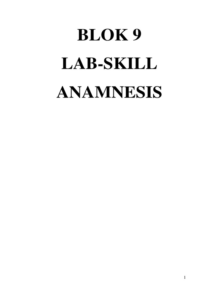 Skill Lab Anamnesis 2019 | PDF