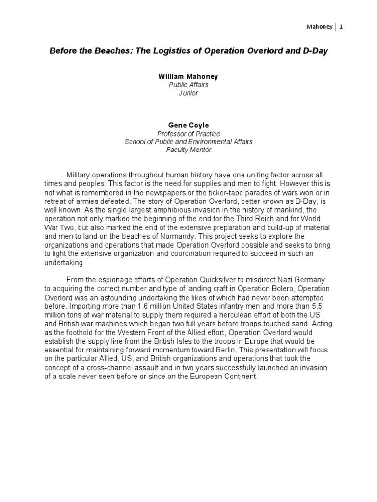 Before The Beaches - The Logistics of Operation Overlord and D-Day PDF ...