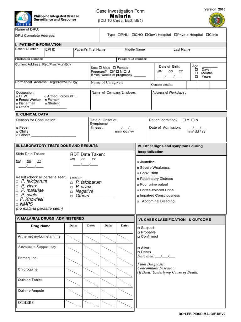 CIF MALARIA - Rev4 As July 4 2016 - Latest | PDF | Malaria | Infection