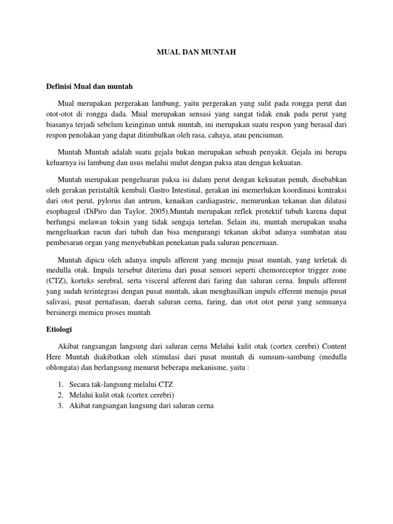Definisi dan Penyebab Mual Muntah | PDF