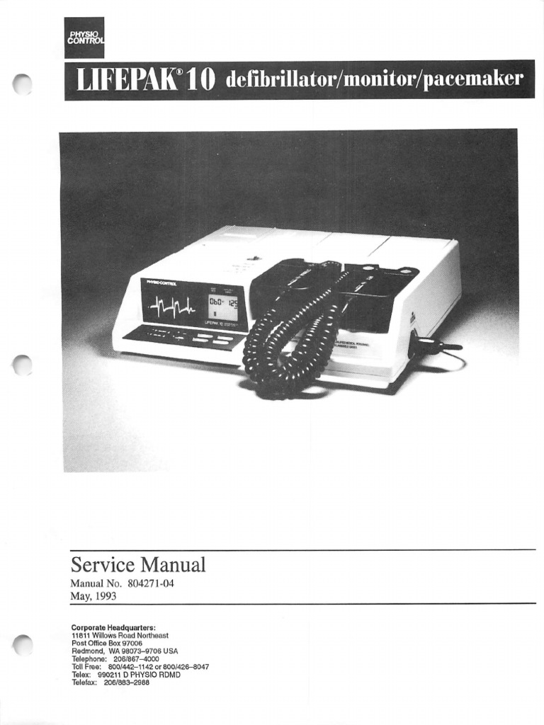 Physio Control Lifepak 10 Defibrillator - Service Manual PDF | PDF