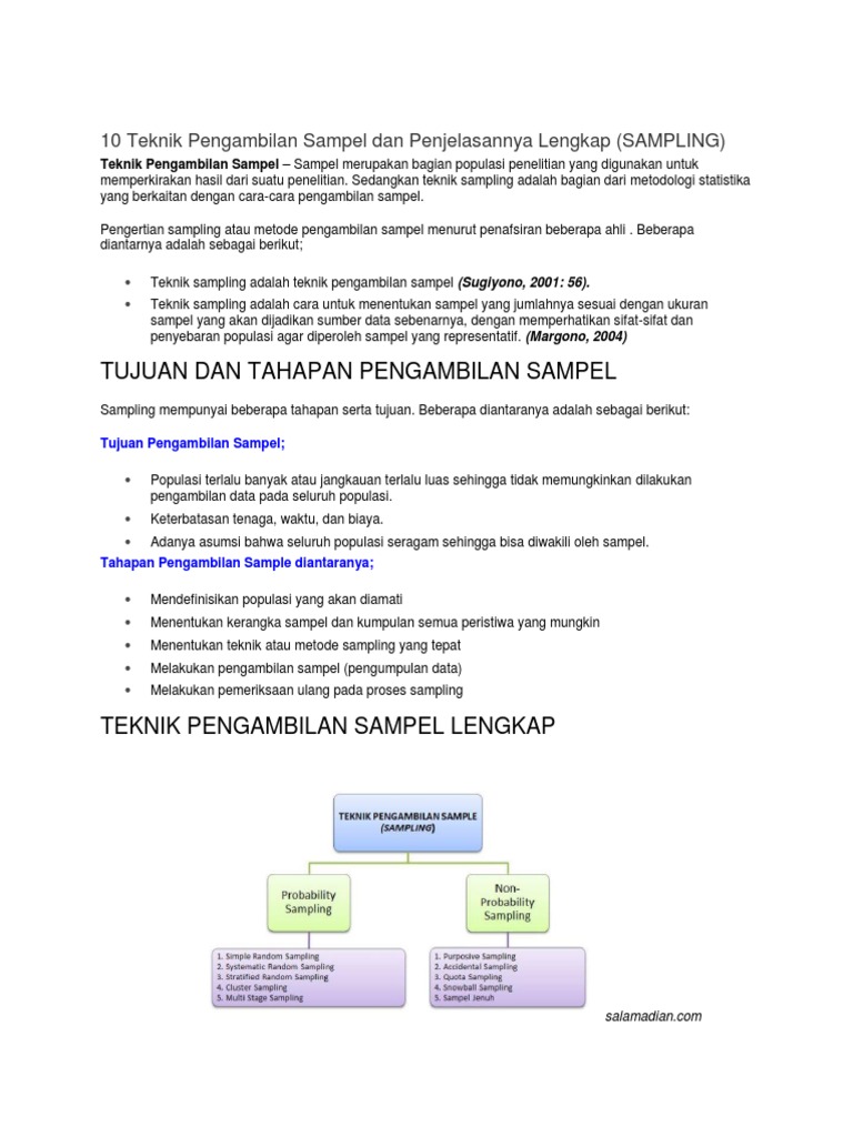 10 Teknik Pengambilan Sampel Dan Penjelasannya Lengkap | PDF 10 Teknik Pengambilan Sampel Dan Penjelasannya Lengkap | PDF