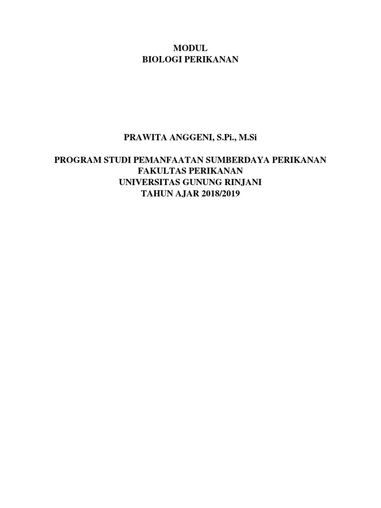MODUL Biologi Perikanan | PDF