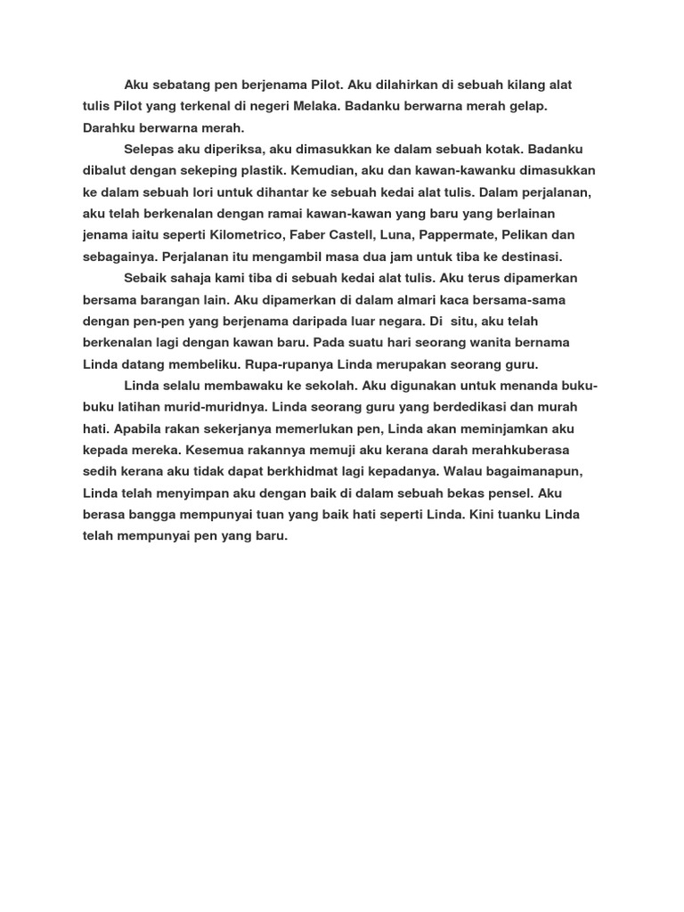 Aku Sebatang Pen Berjenama Pilot Pdf