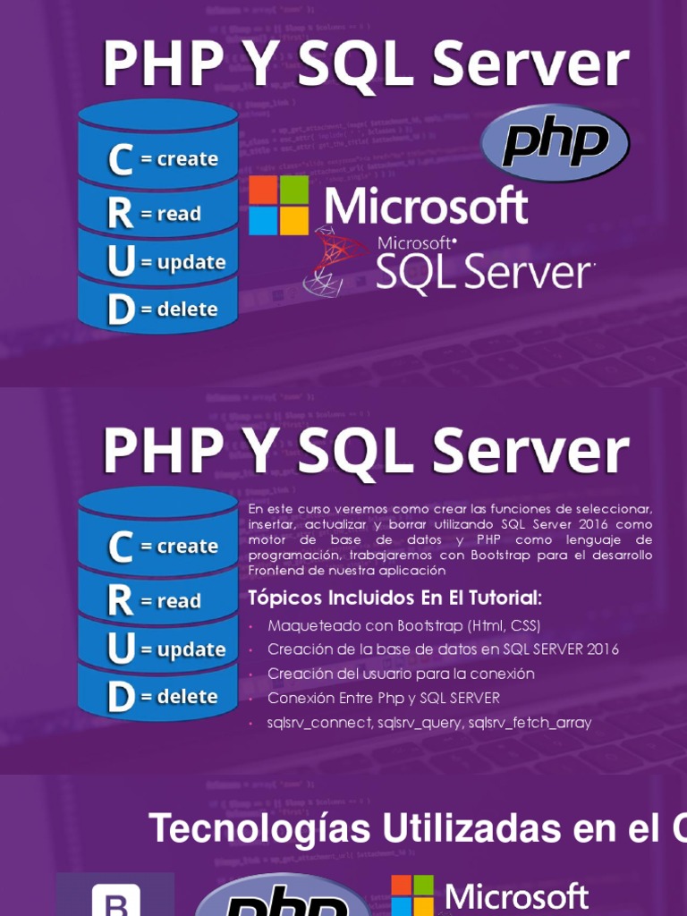Curso PHP y SQL Server 2016 Básico | PDF