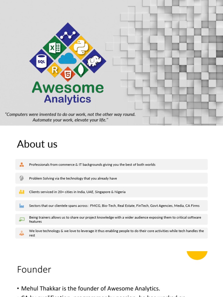 Awesome Analytics | PDF | Microsoft Excel | Analytics