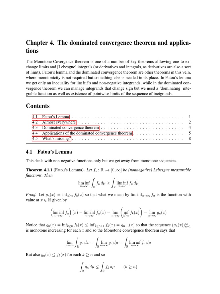 The Dominated Convergence Theorem | PDF | Lebesgue Integration | Measure (Mathematics)