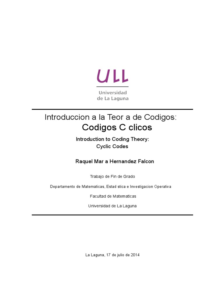 Introduccion A La Teoria de Codigos - Codigos Ciclicos. | PDF | Factorización | Matriz (Matemáticas)