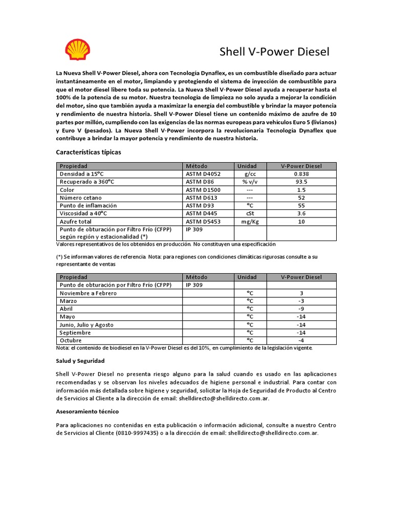Shell V Power Diesel VF | PDF | Combustible diesel | Biodiésel