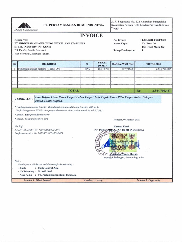 Invoice Kapal Ke 10 | PDF