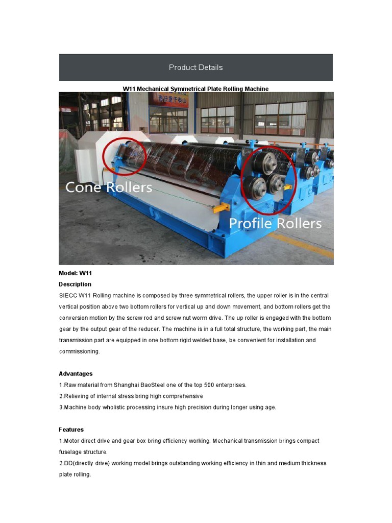 W11 Roller Product Details | PDF | Gear | Machines