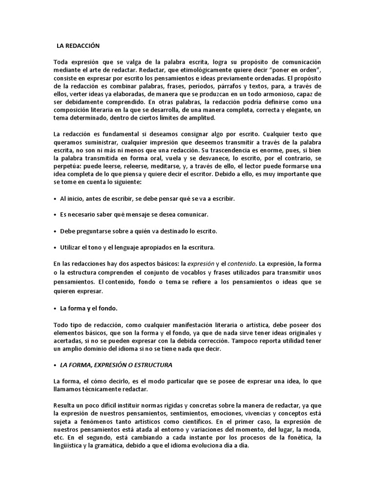Aspectos Básicos de La Redacción | PDF | Palabra | Comunicación