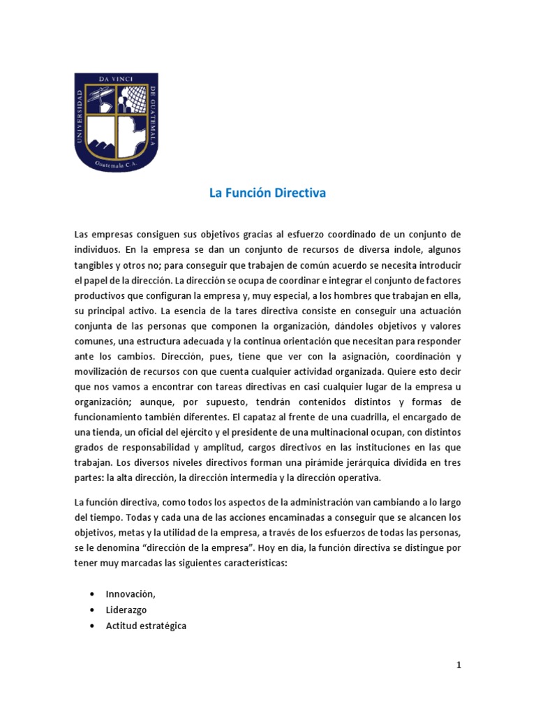 1 - La Función Directiva El Modelo Estratégico de Dirección | PDF ...